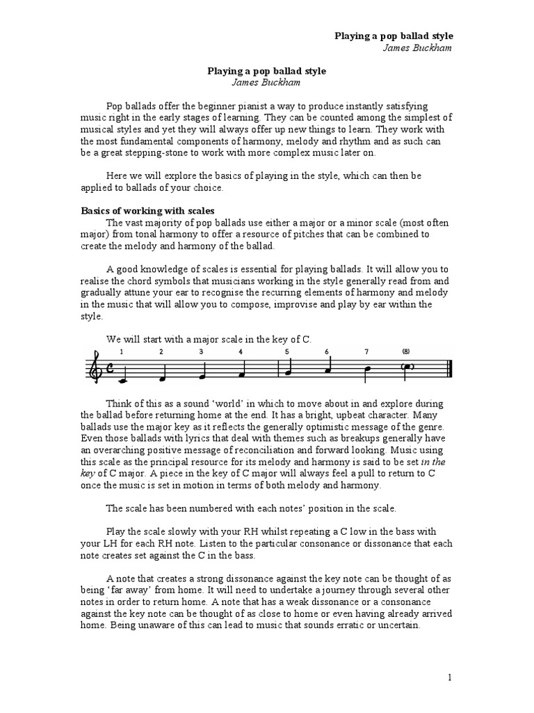 James Buckham: Playing A Pop Ballad Style | PDF | Chord (Music) | Harmony