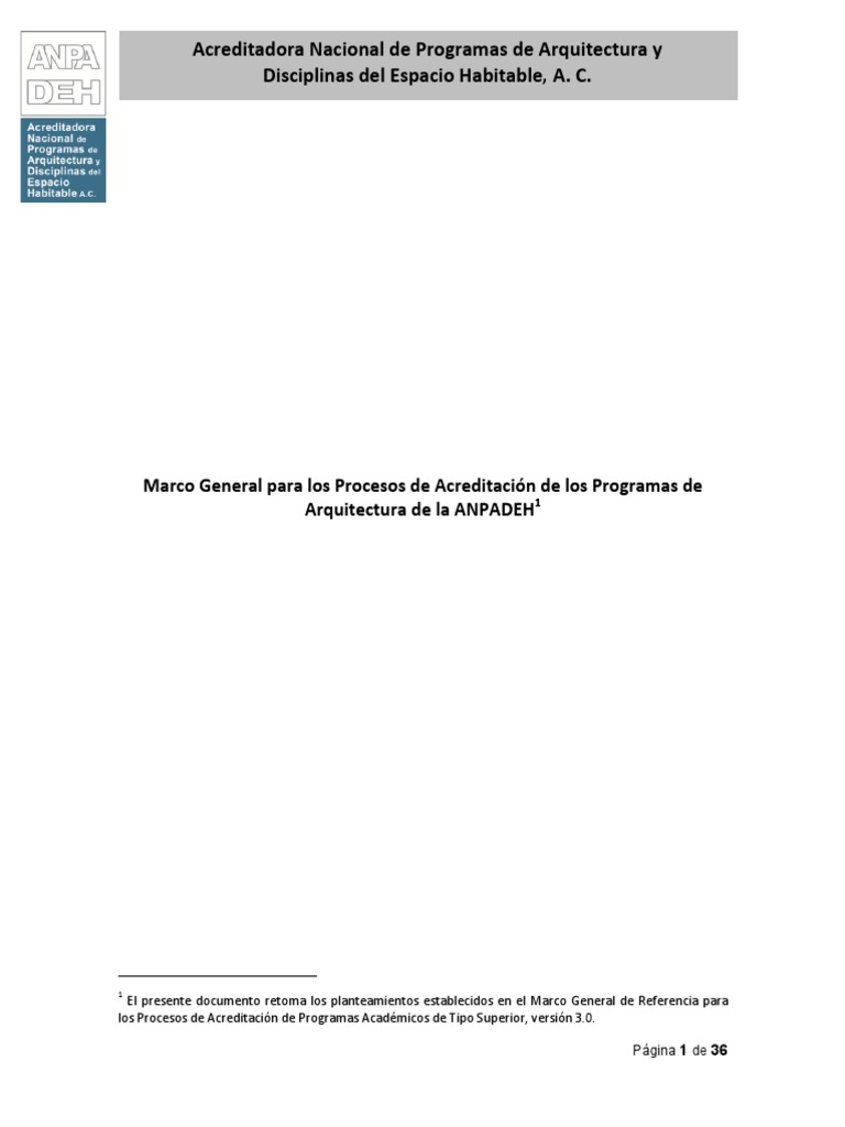 Marco General para Los Procesos de Acreditacion de Los Programas de ...