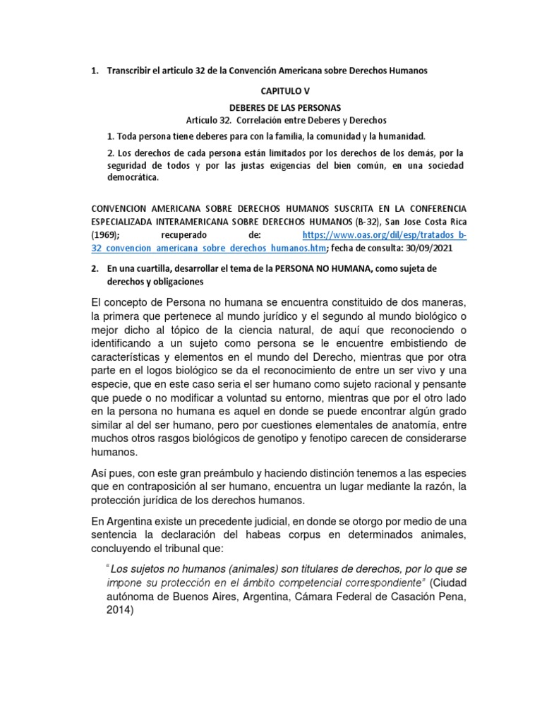 Artículo 32 de la Convención Americana | PDF | Derechos humanos | Derechos