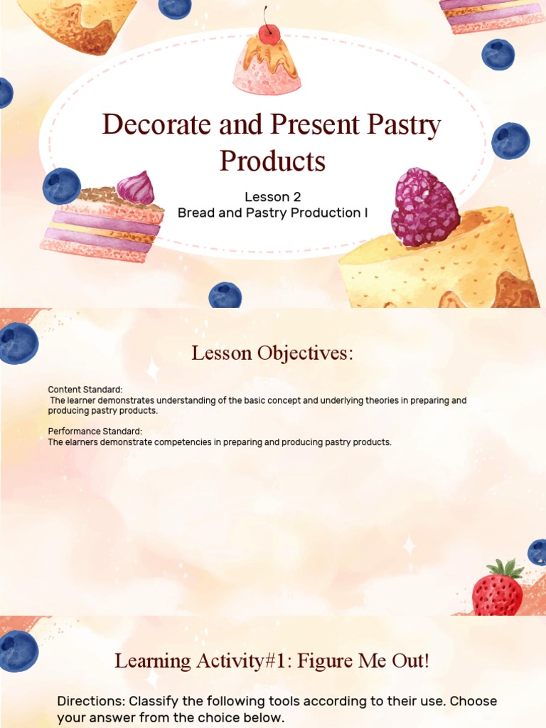 (QII-L2) Decorate and Present Pastry Products | PDF | Cakes | Foods