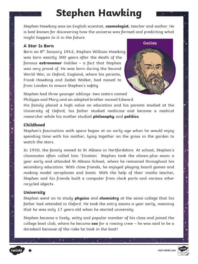 Stephen Hawking Reading Comprehension | PDF | Stephen Hawking ...