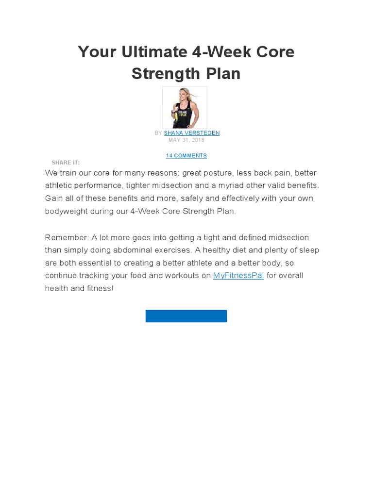 Your Ultimate 4-Week Core Strength Plan | PDF | Weight Training ...