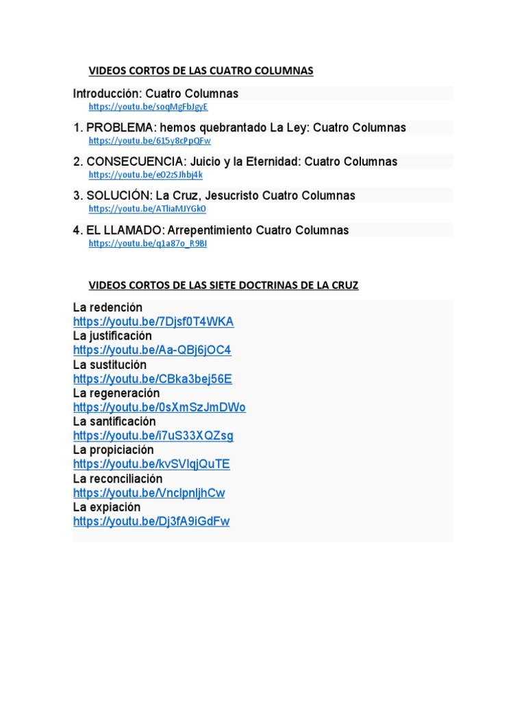 Videos Cortos de Las Cuatro Columnas | PDF