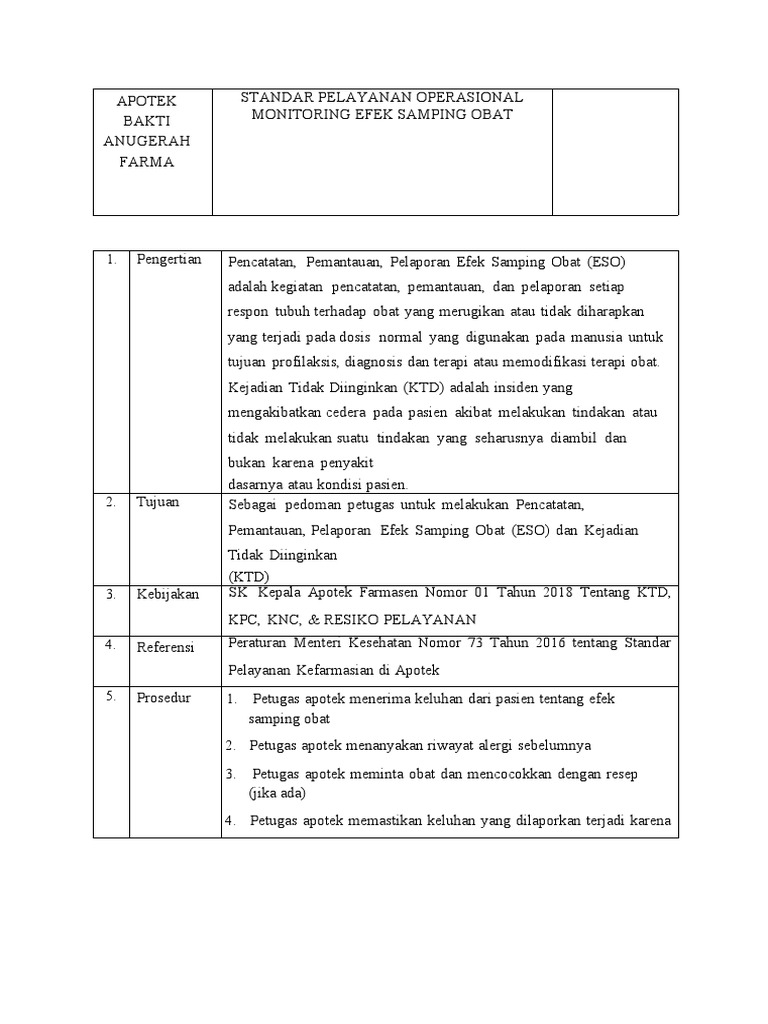 SOP MESO BAKTI Anugerah | PDF