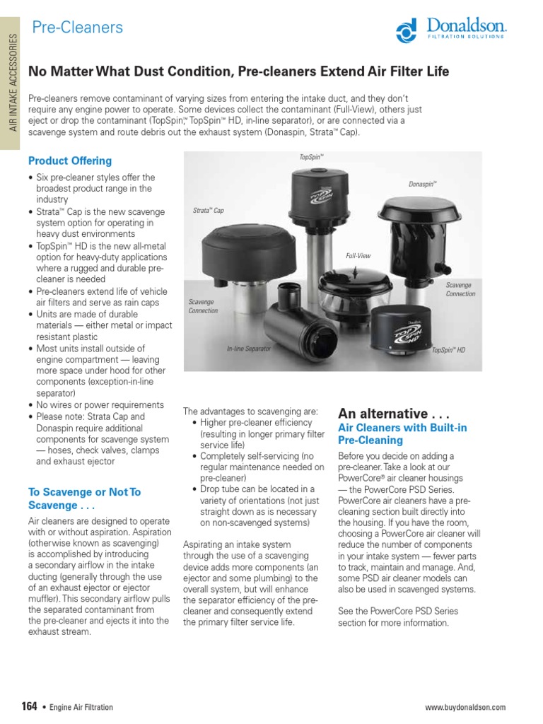 Pre-Cleaners: No Matter What Dust Condition, Pre-Cleaners Extend Air ...