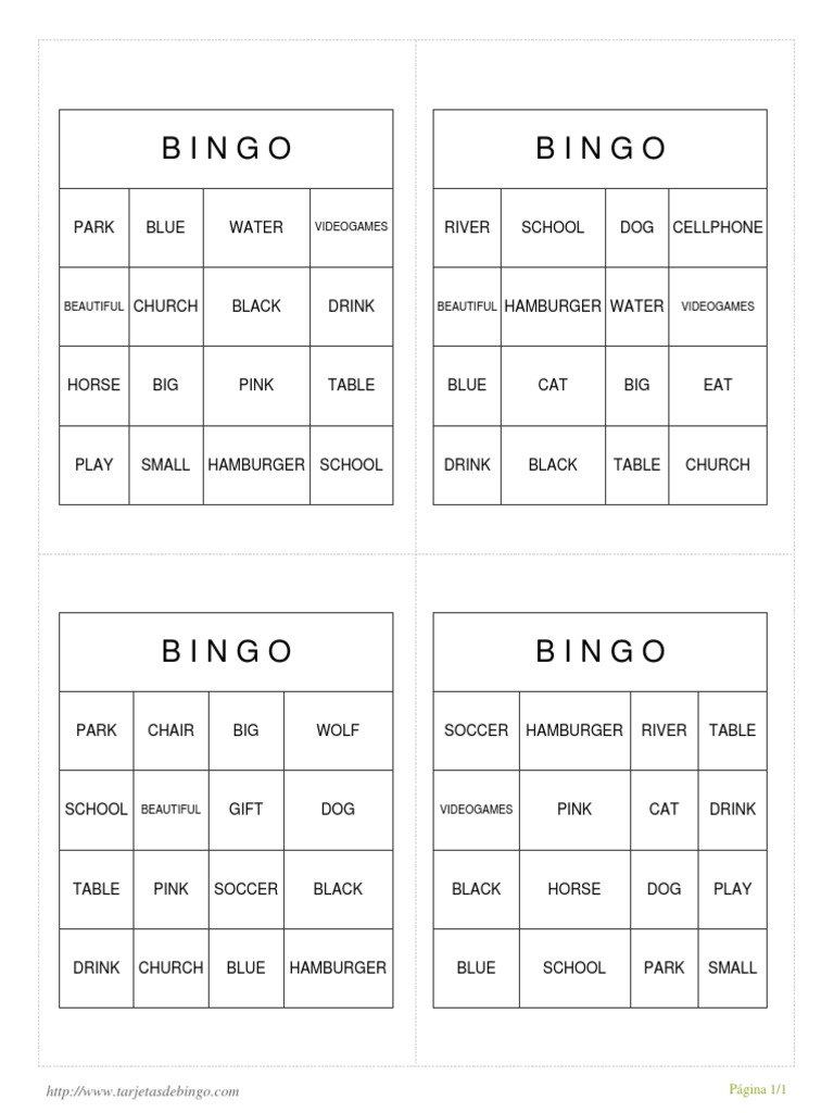 Bingo 4x4: Instrucciones y Tarjetas | PDF | Juego de azar