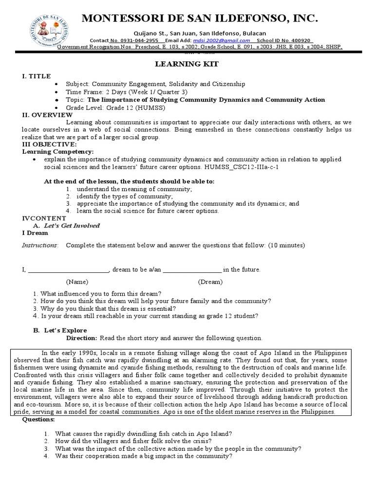 Understanding Community Dynamics and Action | PDF | Community | Cognition