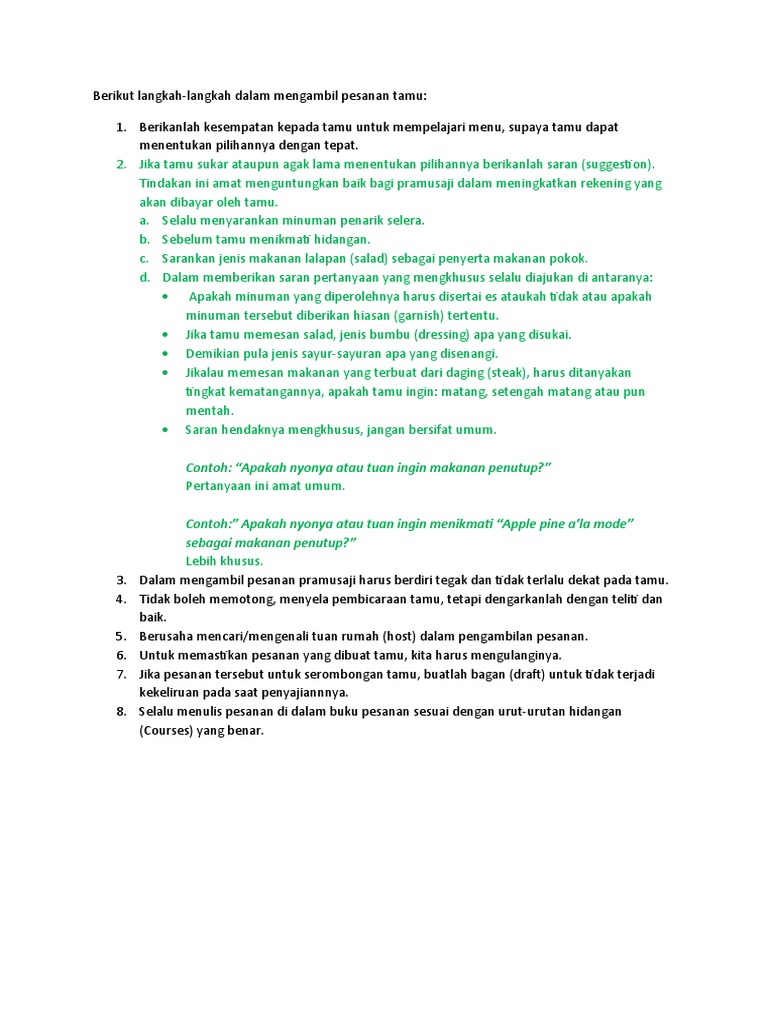 SOP Taking Order | PDF