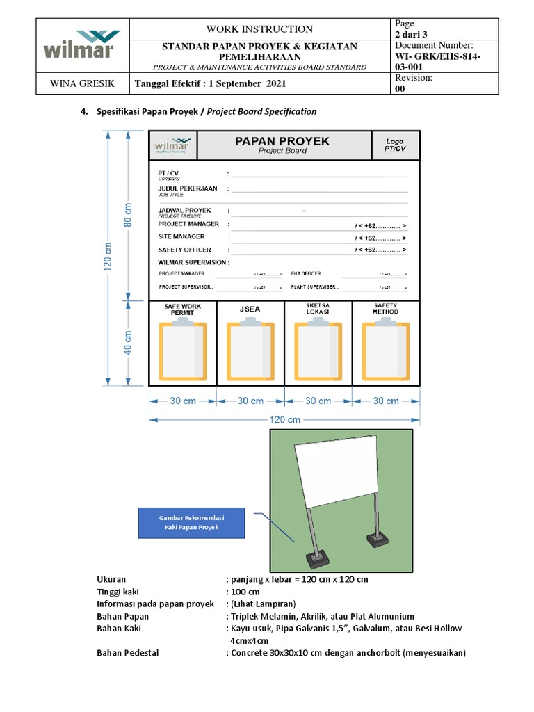 Work Instruction - Penggunaan Papan Informasi Proyek & Maintenance | PDF