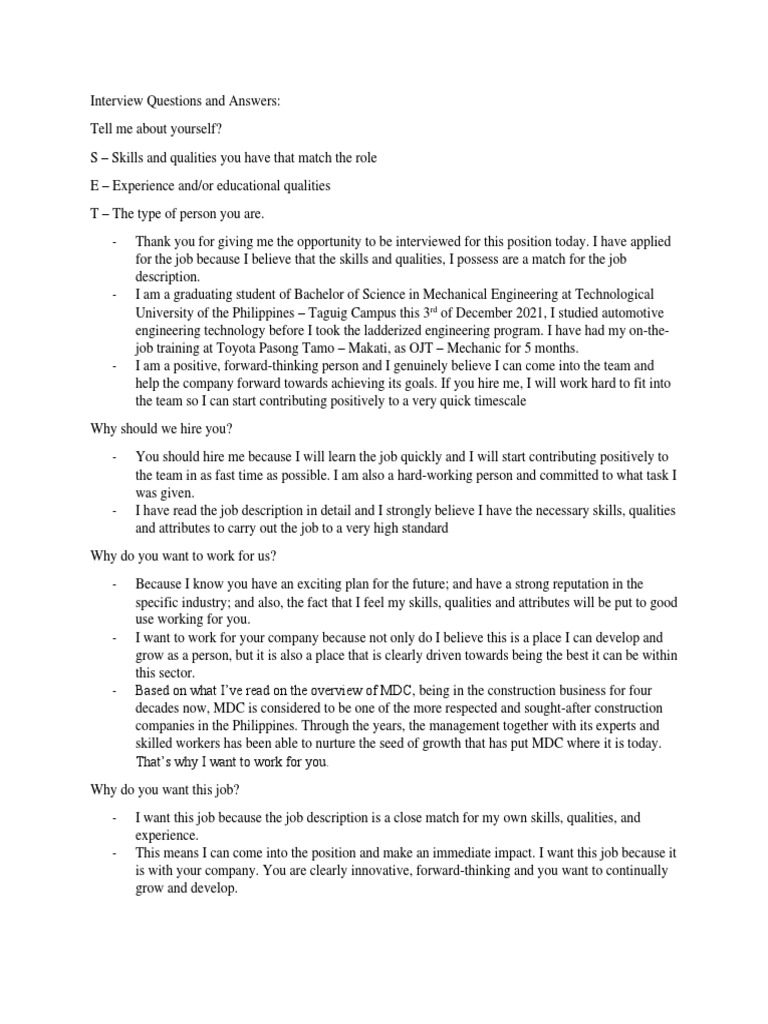 Interview Questions and Answers 1 | PDF | Cognition