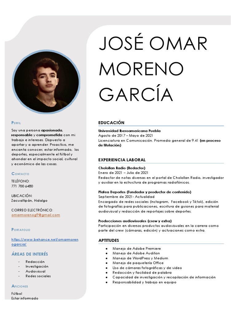 Curriculum Omar Moreno | PDF | Comunicación