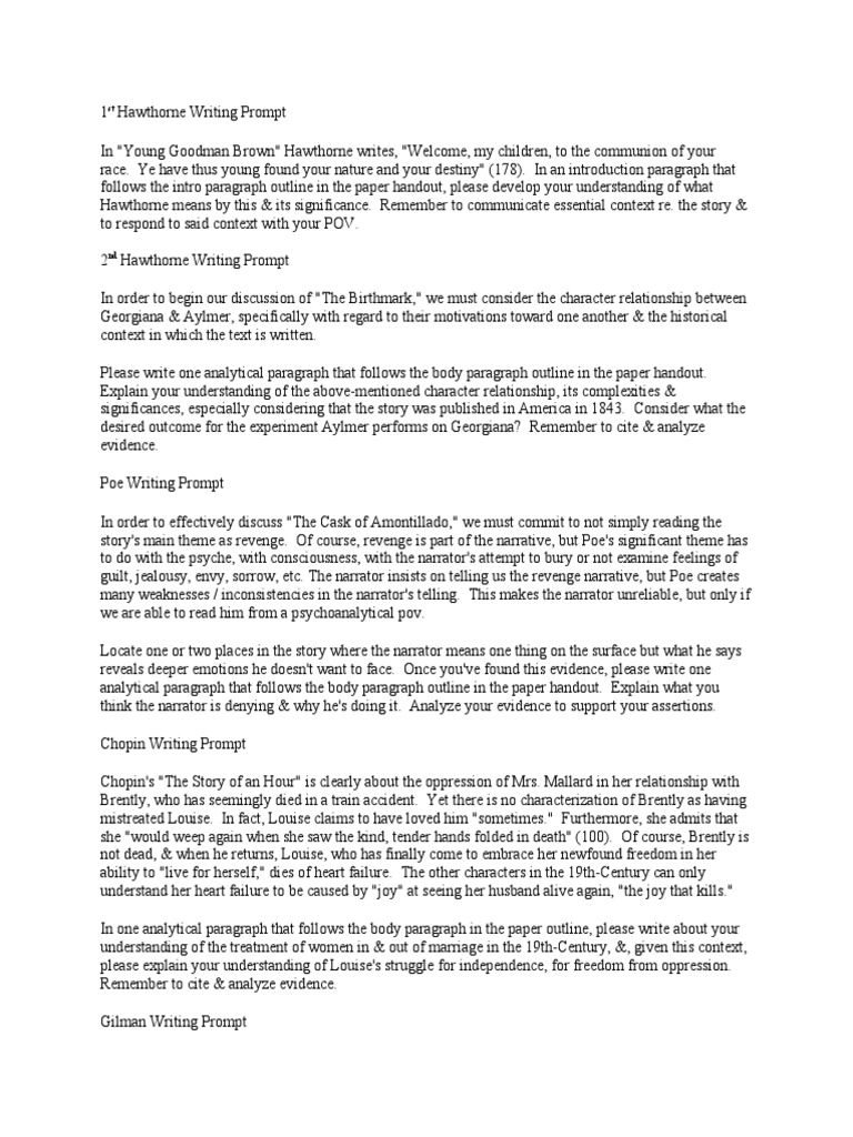 Literary Analysis Writing Prompts | PDF | Poetry | General Fiction