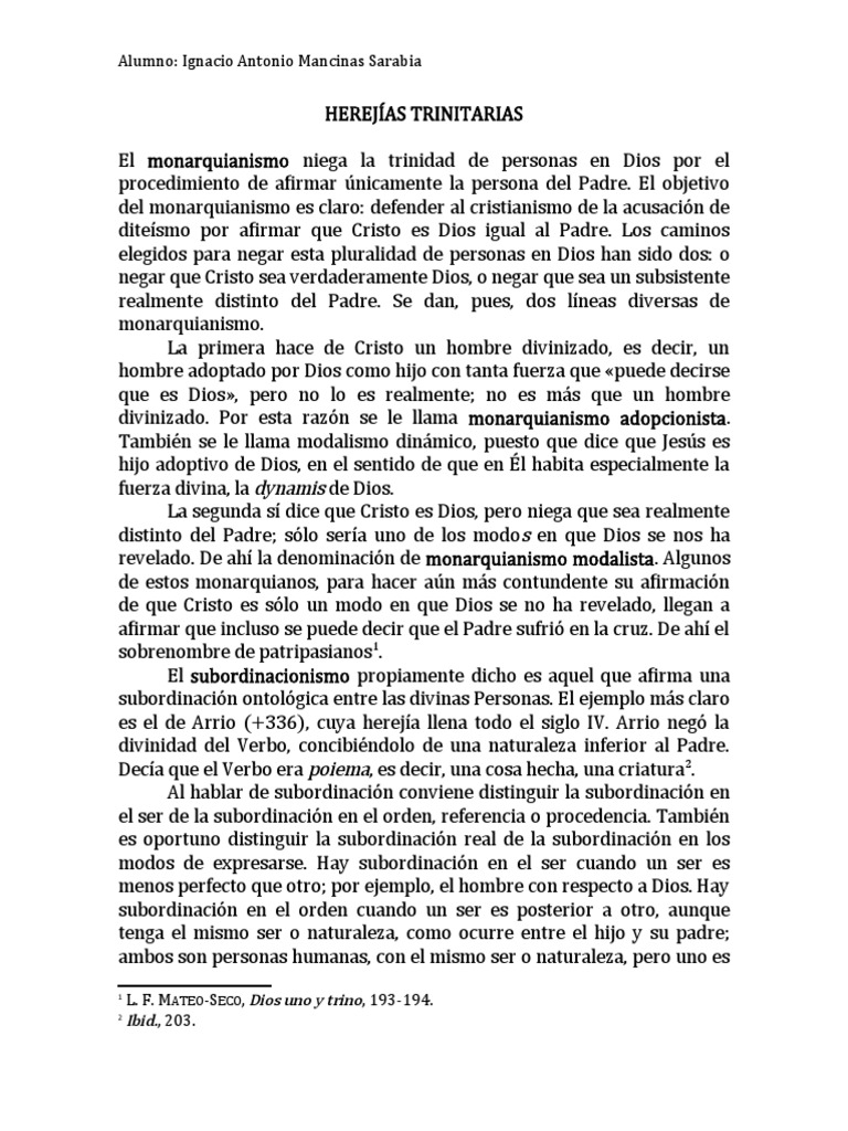 Herejías antitrinitarias | PDF | Trinidad | Teología