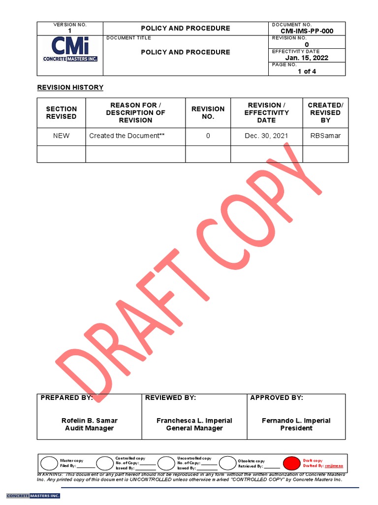 Cmi Ims PP 000 Template | PDF | Information | Regulatory Compliance