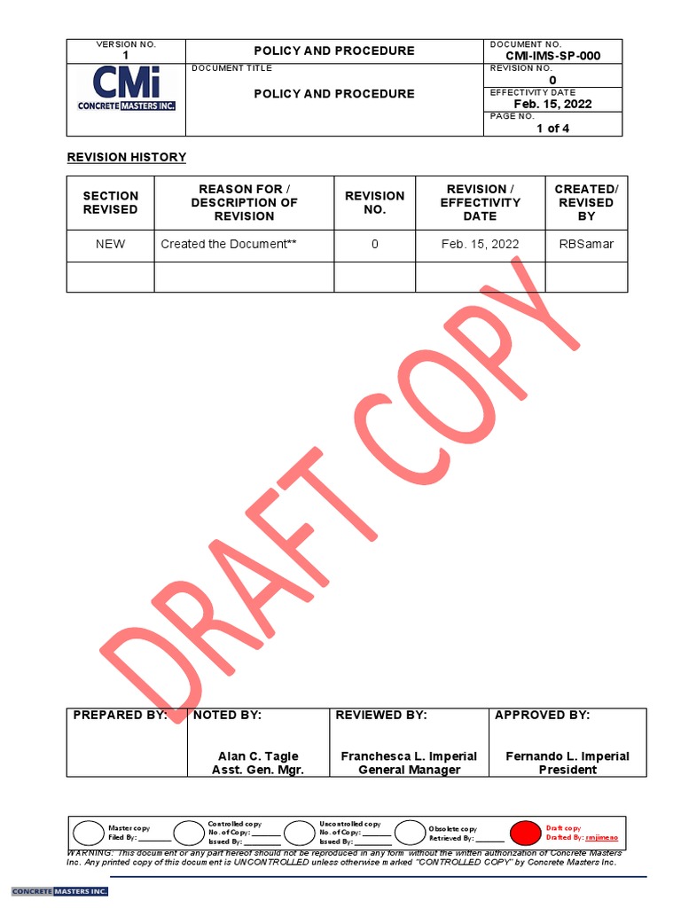Cmi Ims SP 000 Template | PDF | Regulatory Compliance | Information