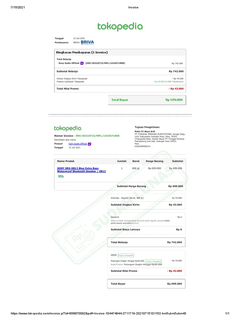 Invoice Speaker | PDF