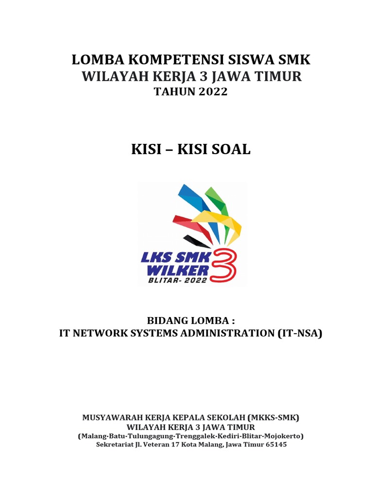Kisi-Kisi LKS SMK Tingkat WilKer 3 Bidang Lomba IT Network Systems Administration Tahun 2022 | PDF