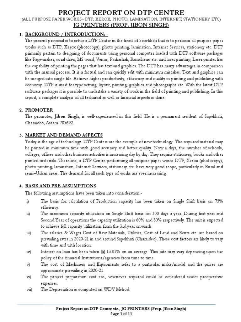Project Report On Printing Business | PDF | Printer (Computing) | Printing