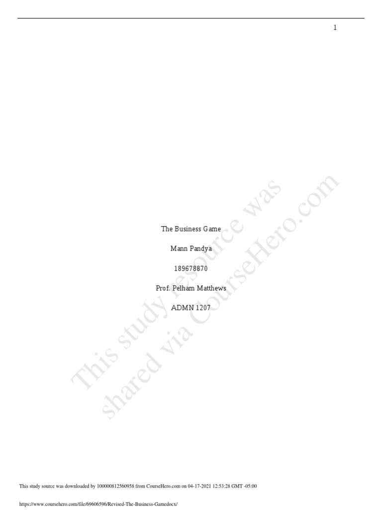 Revised The Business Game | PDF | List Price | Marketing
