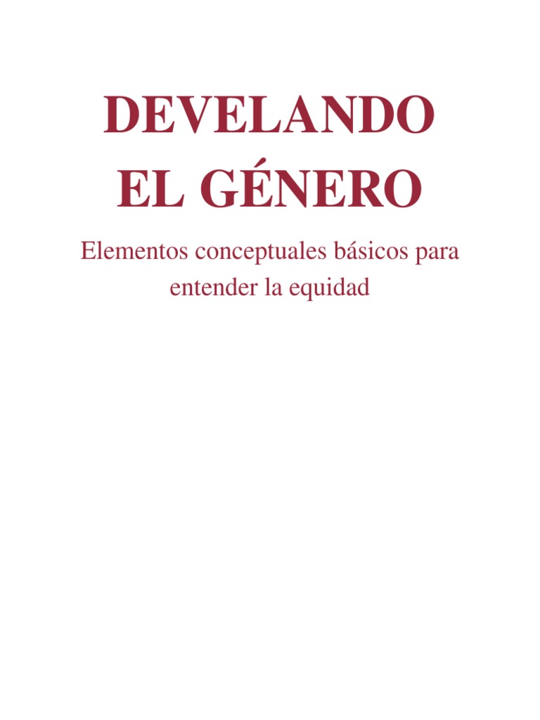 Develando El Genero Elementos Conceptuales Basicos PDF | PDF | Mujer ...