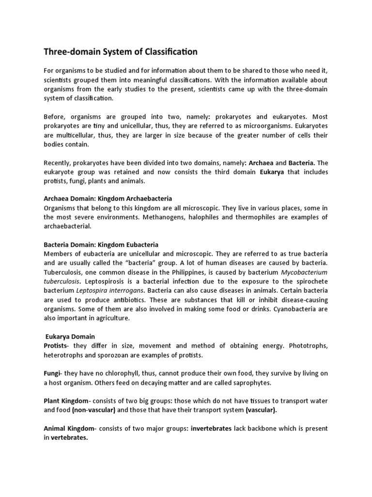 Three-Domain System of Classification | PDF