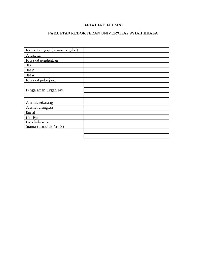 Database Alumni FK Unsyiah | PDF