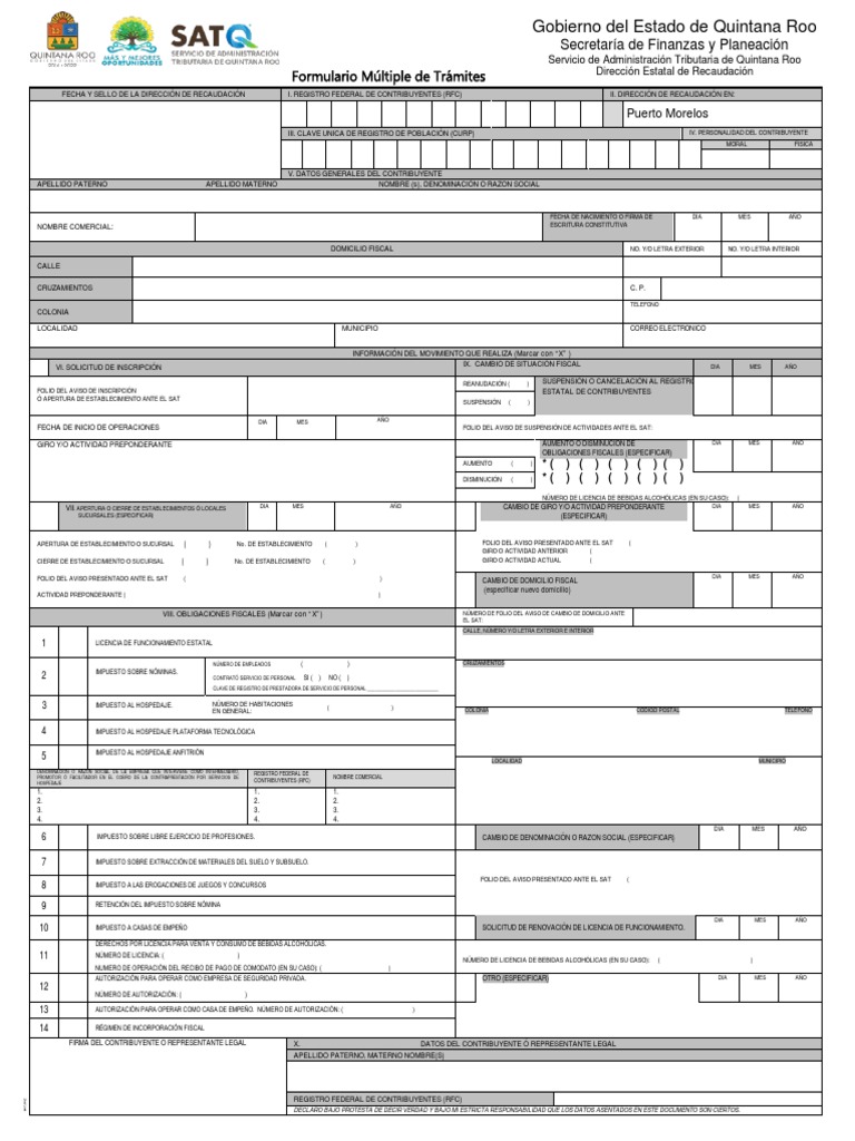 Formato Multiple de Tramites Satq 2021 | PDF | Contribuyente | Gobierno