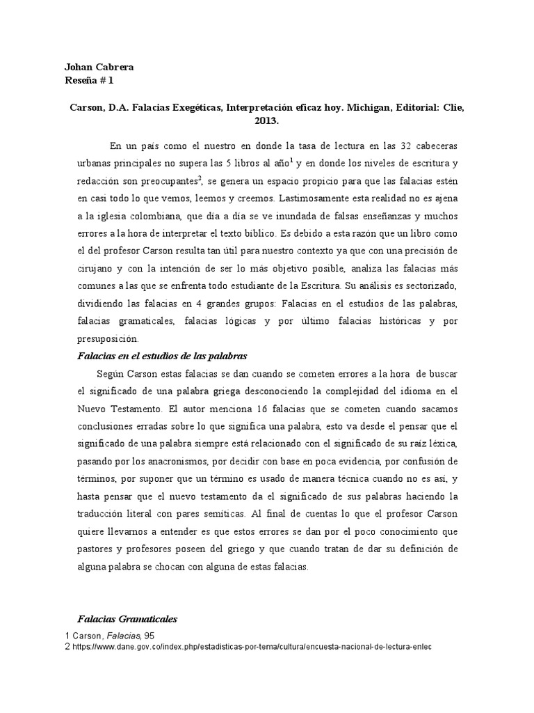 Reseña 1 Falacias Exegéticas | PDF | Falacia | Palabra
