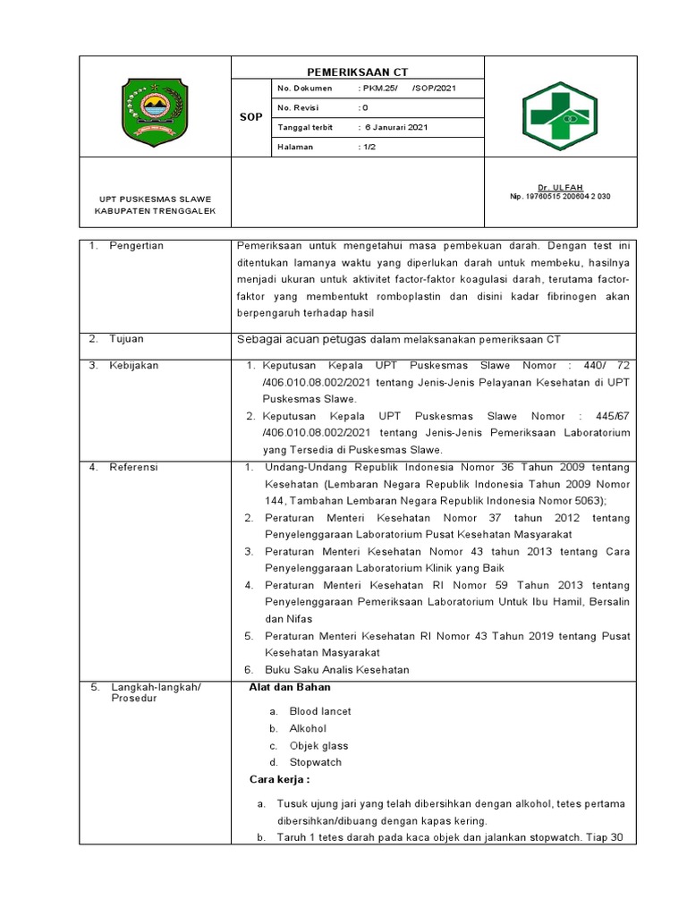 SOP Pemeriksaan CT | PDF