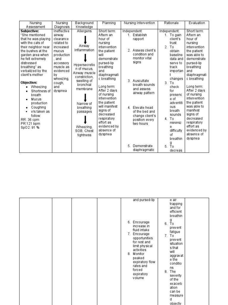 Asthma NCP | PDF | Respiratory Tract | Breathing