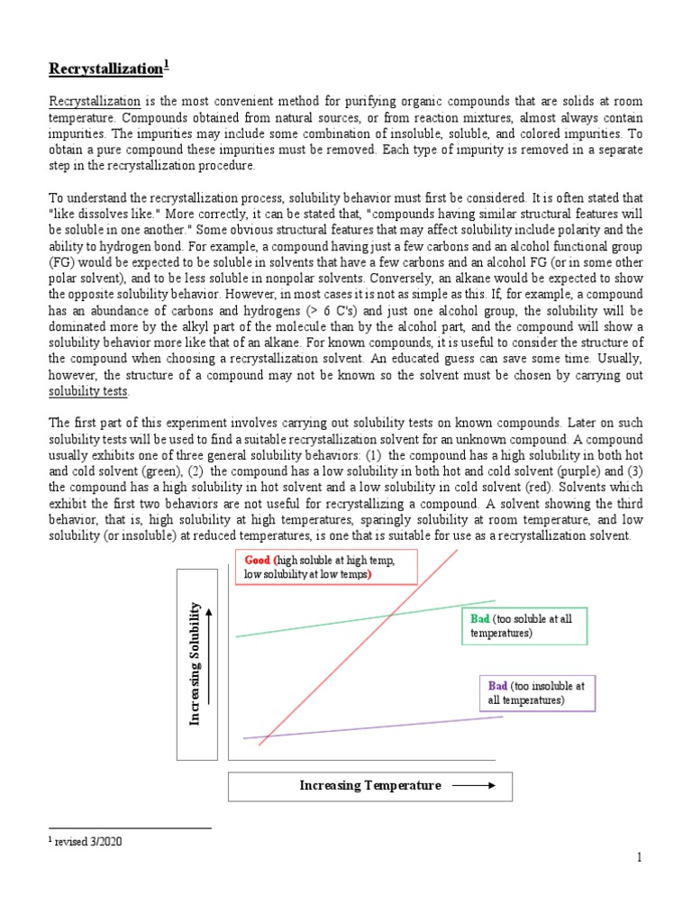 Recrystallization: Increasing Temperature | PDF | Solubility | Chemistry