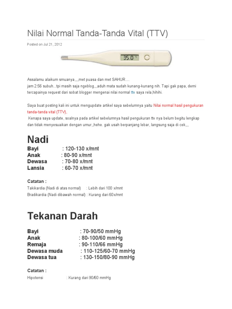 TTV Nilai Normal | PDF