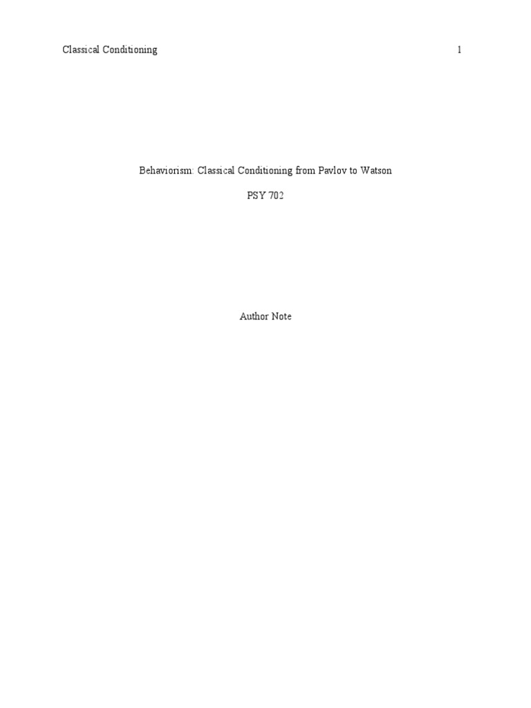 Classical Conditioning Paper | PDF | Classical Conditioning | Behaviorism