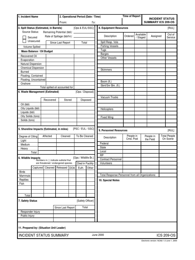 To: From:: Incident Status Summary ICS 209-OS | Download Free PDF ...
