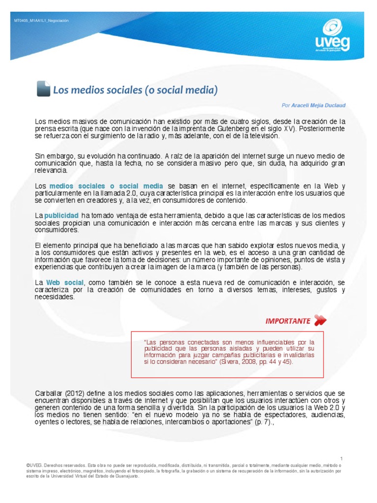 U1 Los Medios Sociales Social Media | PDF | Blog | Servicio de redes ...