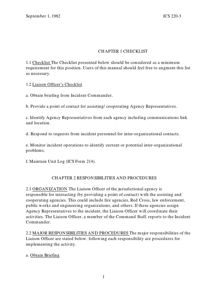 Liaison Officer Position Checklist | PDF | Incident Command System ...