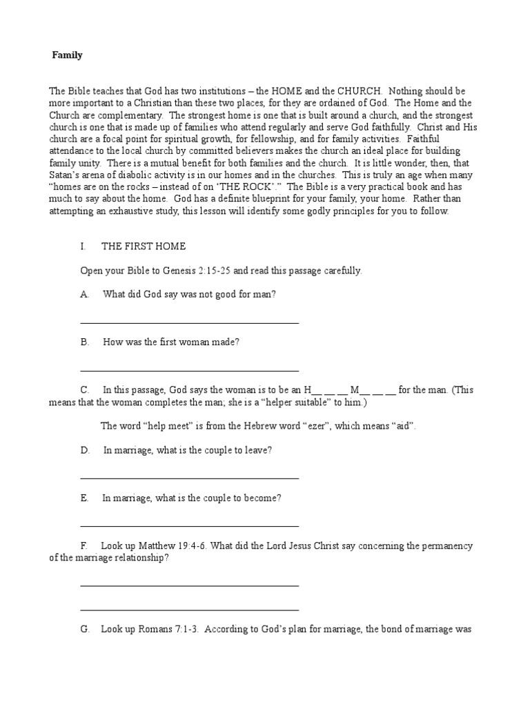 Biblical Principles for Family Unity | PDF | Spanking | Christian Church