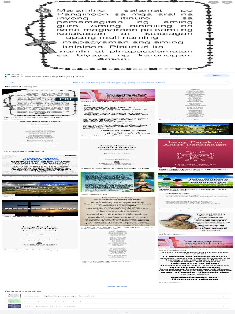 Tagalog Prayer Before Class - Google Search | PDF | Tagalog Language ...
