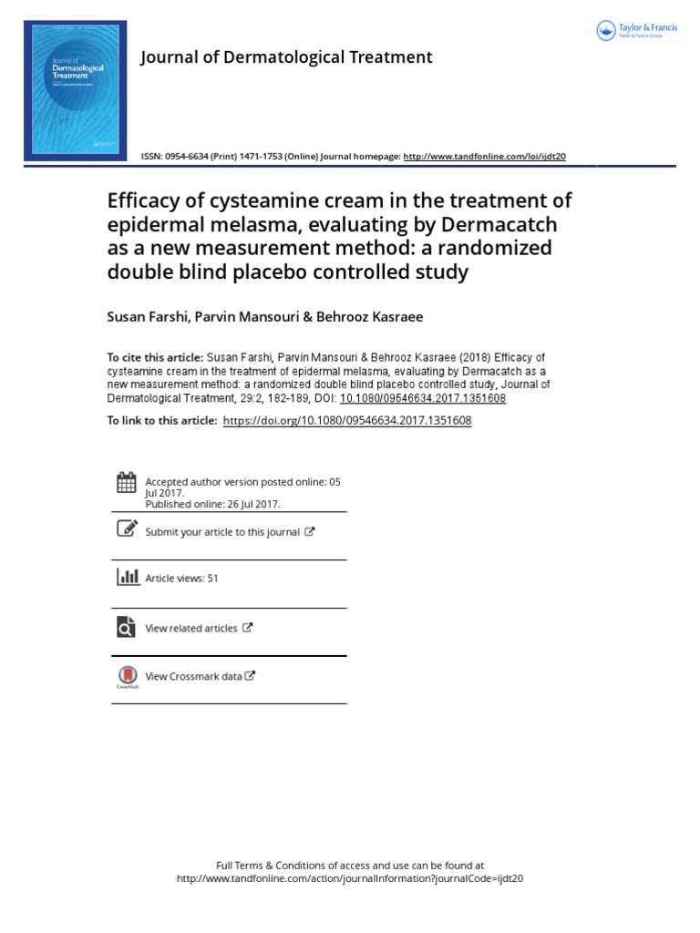 2017 - Efficacy of Cysteamine Cream in The Treatment of Epidermal ...