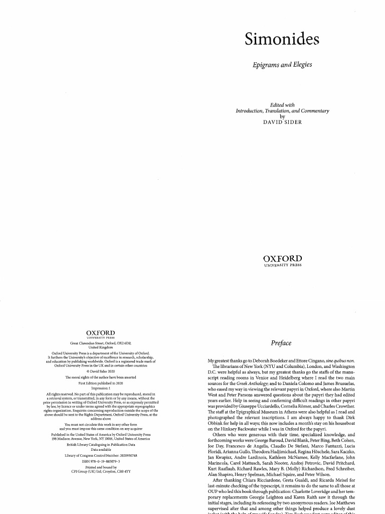 Simonides: Epigrams and Elegies | Download Free PDF | Ancient Greece