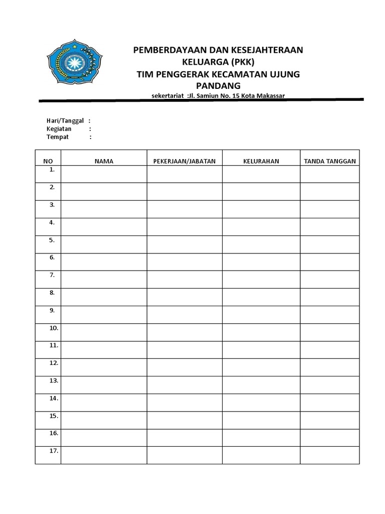 Absen PKK | PDF