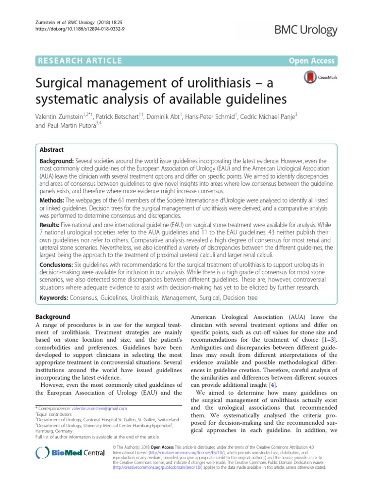 Surgical Management of Urolithiasis - A Systematic Analysis of ...