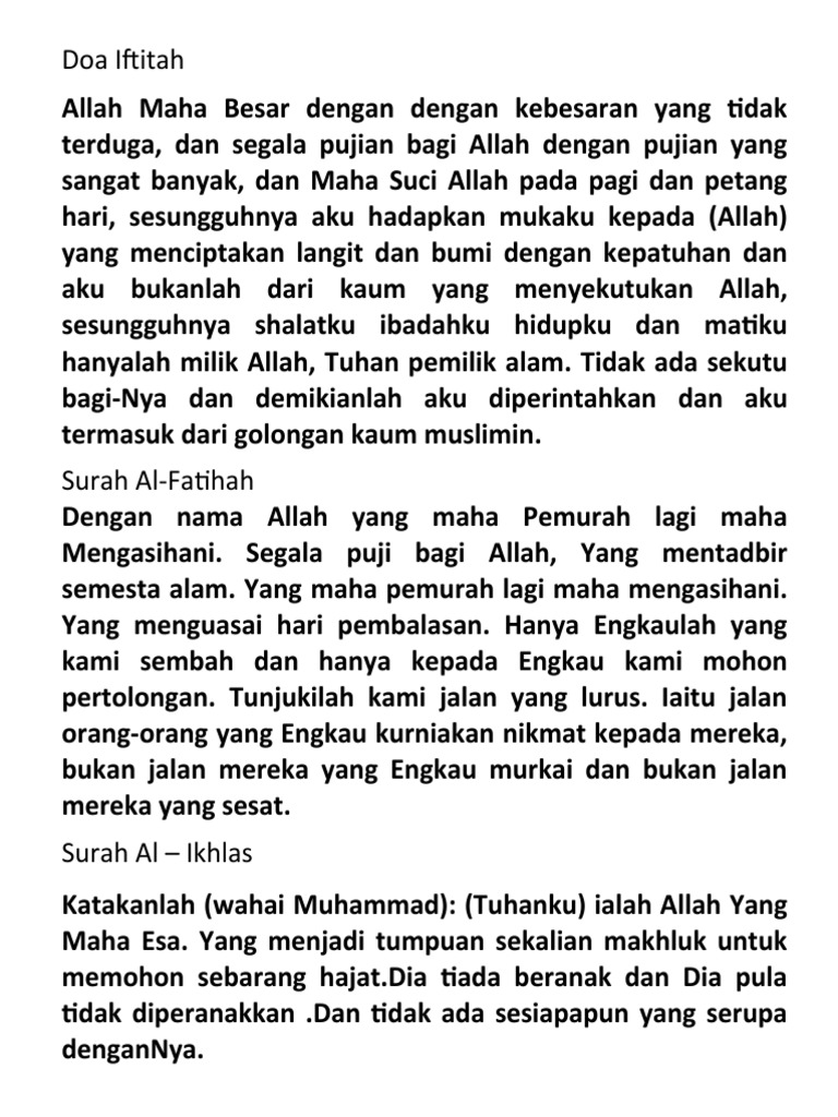 Makna Bacaan Dalam Solat | PDF