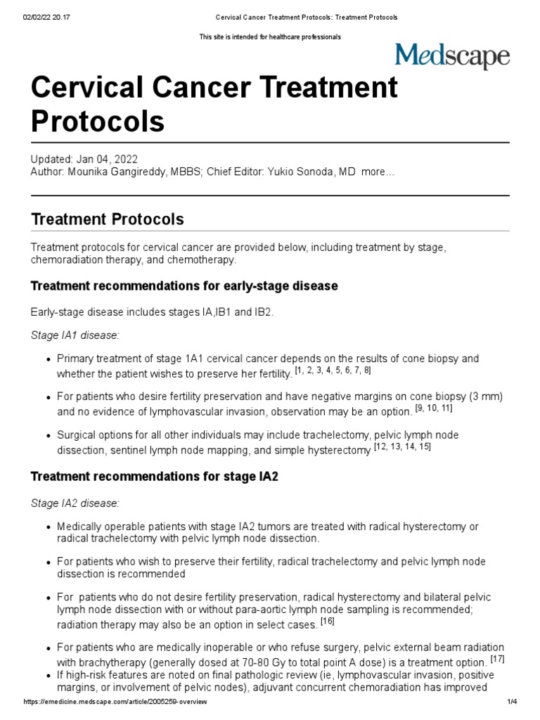 Ref - Medscape - Cervical Cancer Treatment Protocols - Treatment ...
