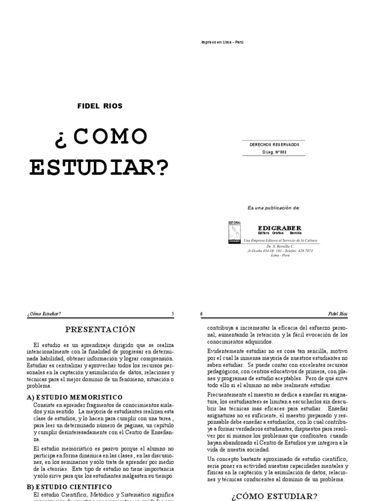 Como Estudiar PDF | PDF | Aprendizaje | Mente