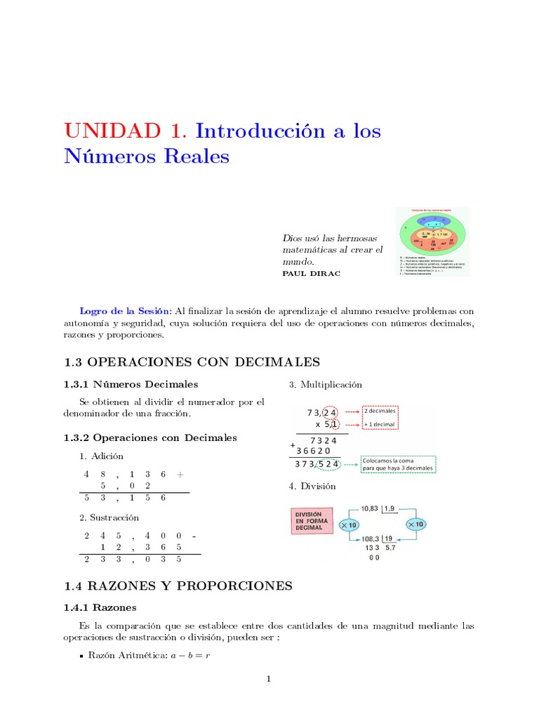 s01.s2 - Teoría y Práctica. Operaciones Con Decimales. Razones y ...
