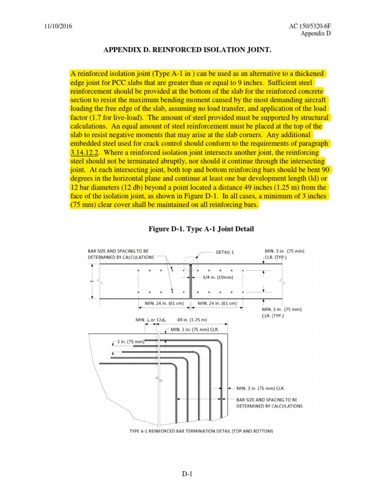 Appendix D. Reinforced Isolation Joint | PDF | Bending | Road Surface