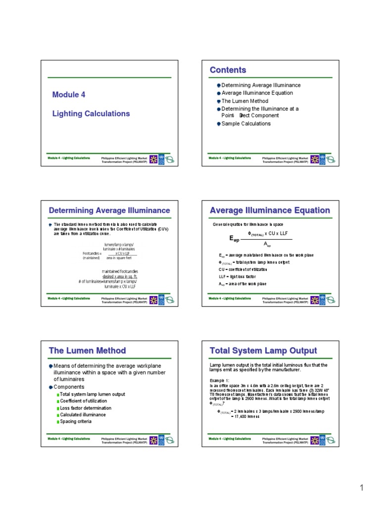 Lighting Calculations and Methods | PDF | Lighting | Incandescent Light ...