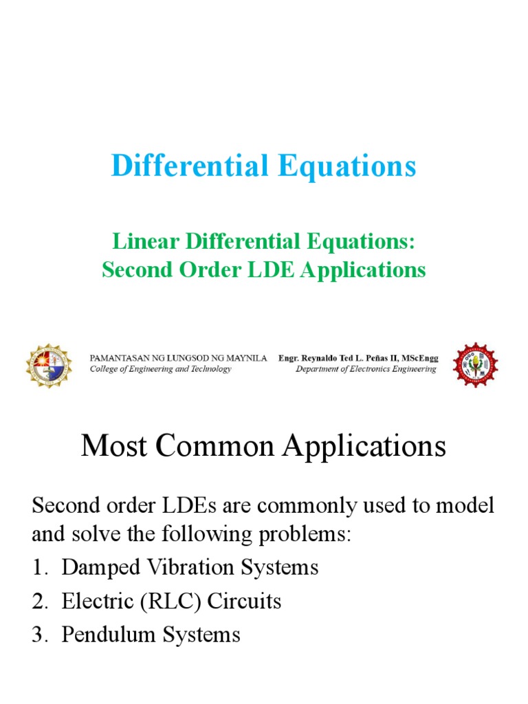 08 Differential Equations - Second Order LDE Applications | PDF ...