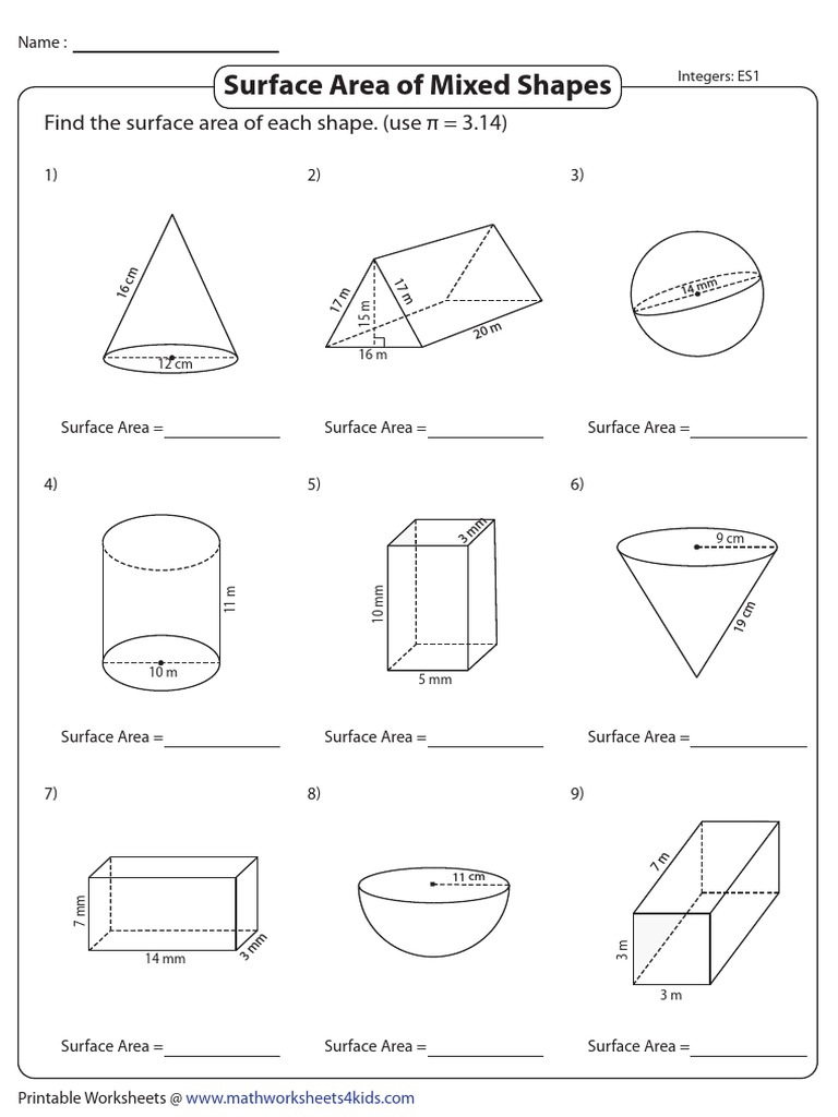 Surface Area of Mixed Shapes | PDF
